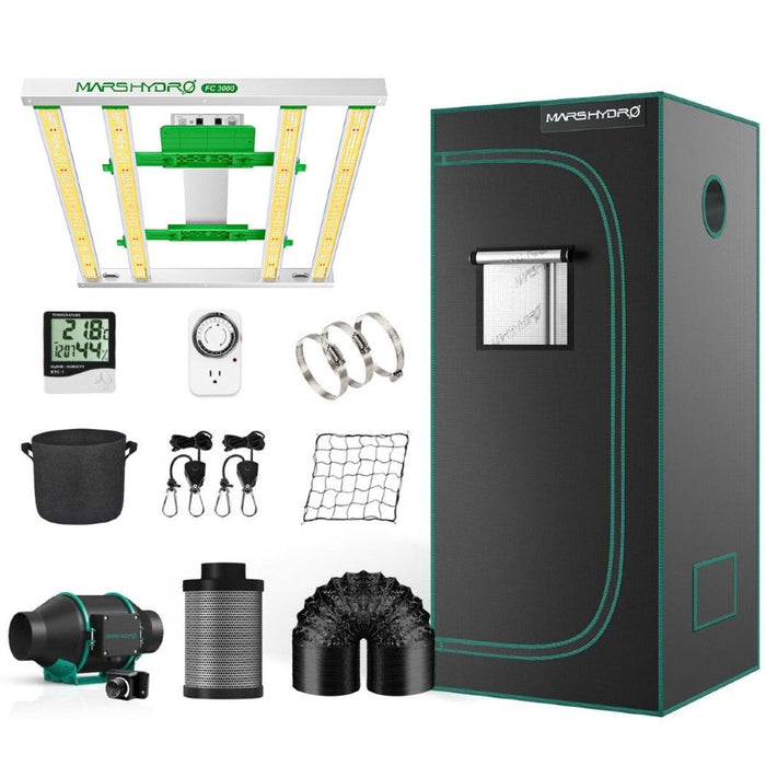 Mars Hydro FC 3000 EVO + 3' x 3' Full Grow Tent Kit — LED Grow Lights Depot