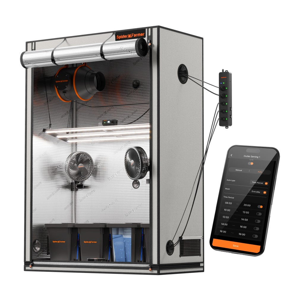 Buy Spider Farmer Smart Hydroponic DWC 4x2 Grow Tent Kit | 4-Bucket System with SE4500 — LED ...