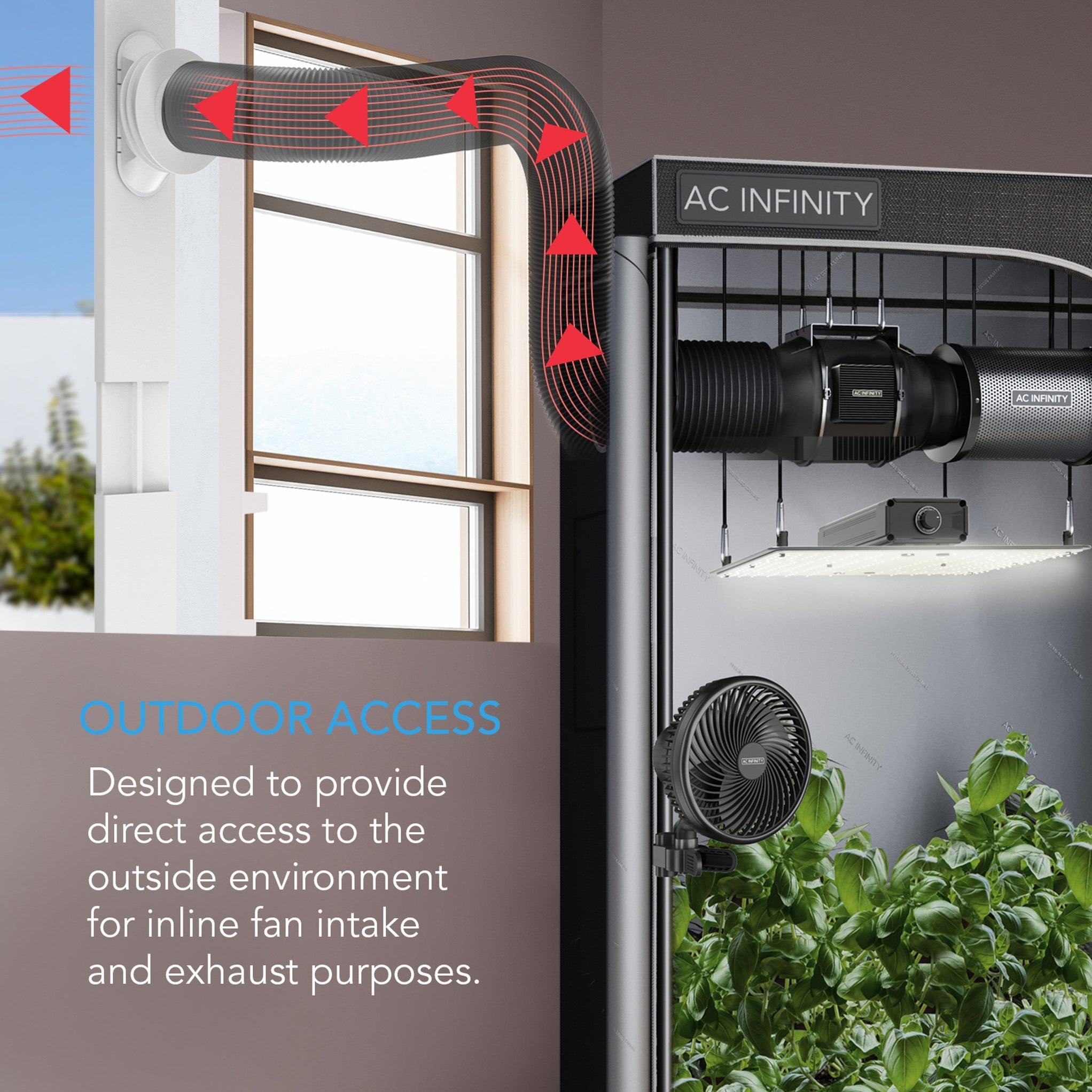 AC Infinity Window Duct Kit | Adjustable Vent Port For Inline Fans ...