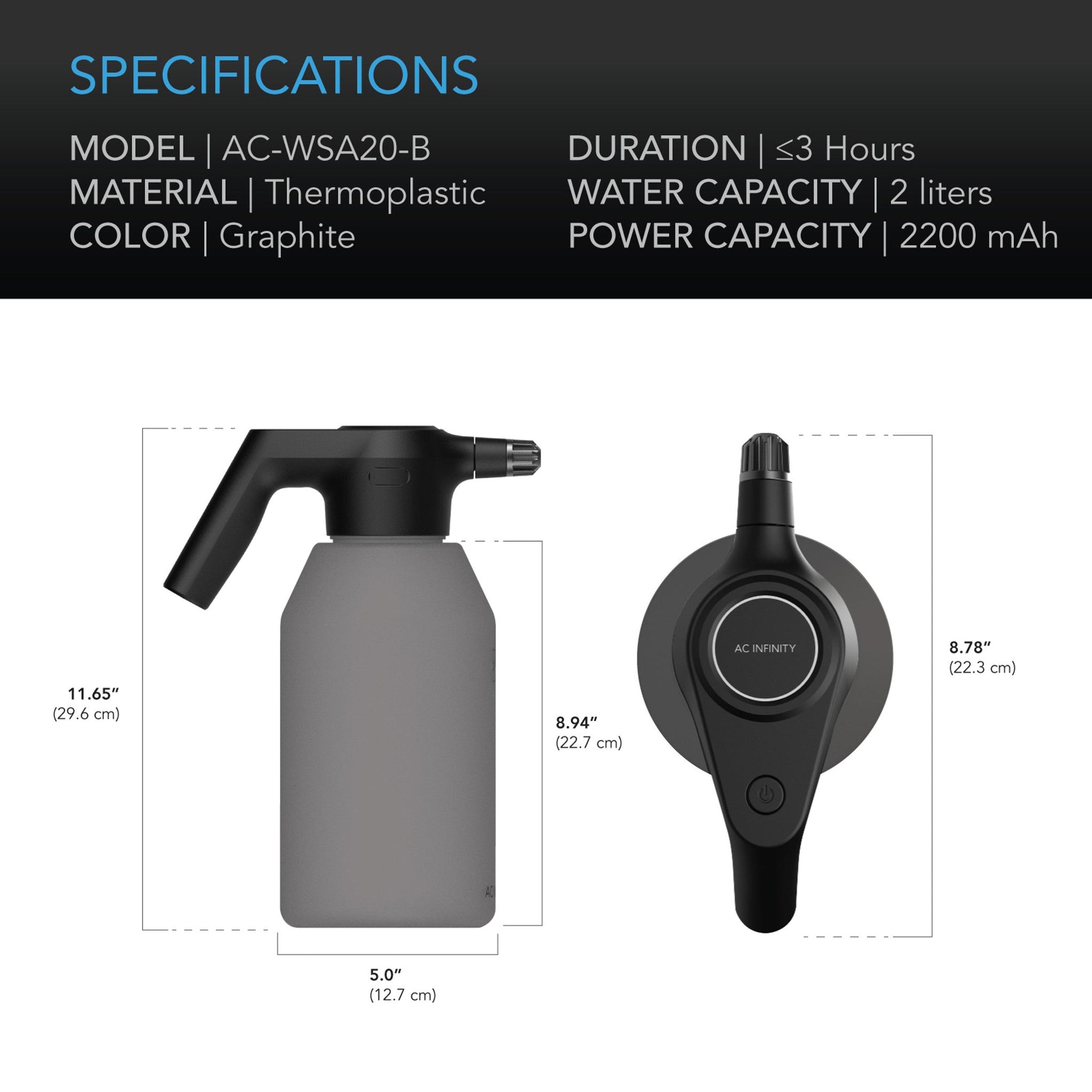 AC Infinity Automatic Water Sprayer | 2-Liter Electric Mixer | Graphit ...