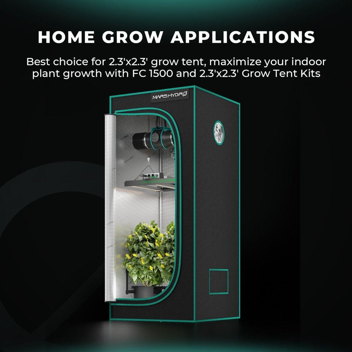 Mars Hydro FC 1500 EVO + 2'x2' Complete Indoor Grow Tent Kit + 4” iFre ...
