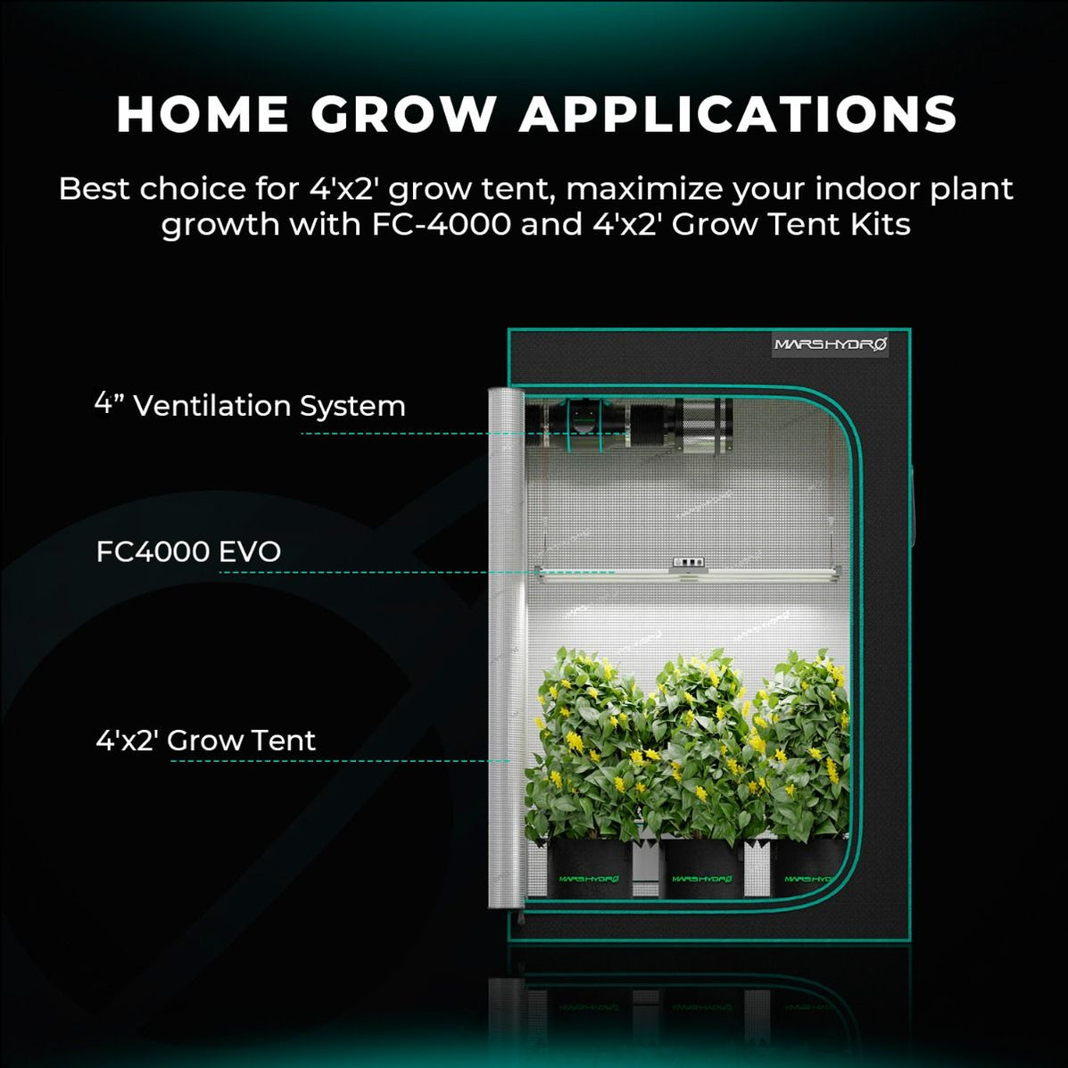 Buy Mars Hydro Smart FC4000 EVO Samsung LM301H 300W LED Grow Light ...