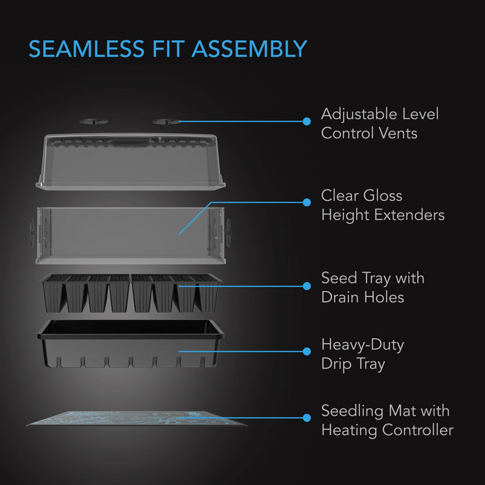 AC Infinity Humidity Dome | Germination Kit w/ LED Grow Light Bars | 6 ...