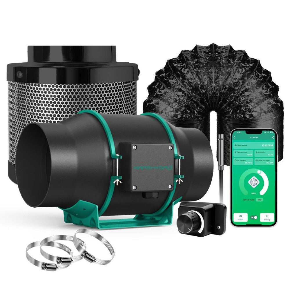 Mars Hydro iFresh 6-Inch Smart Inline Duct Fan and Carbon Filter Combo ...